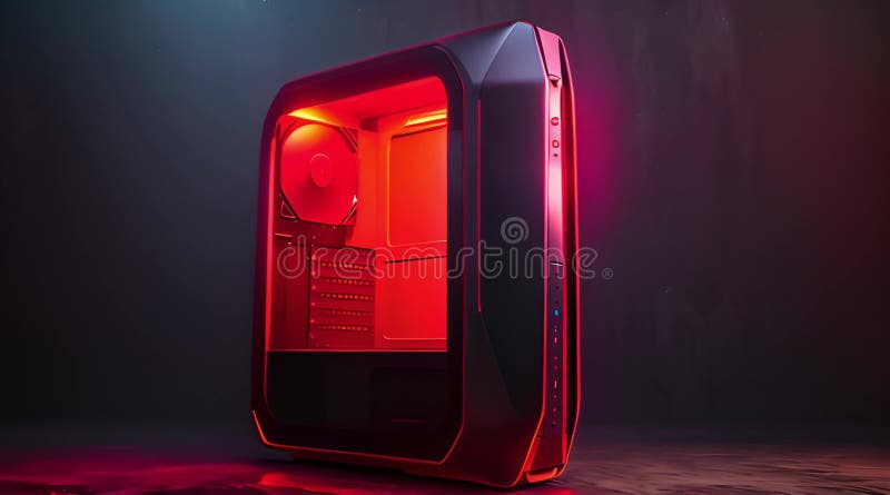 Modern Gaming Computer in Room with Orange Led Lighting Stock Video ...