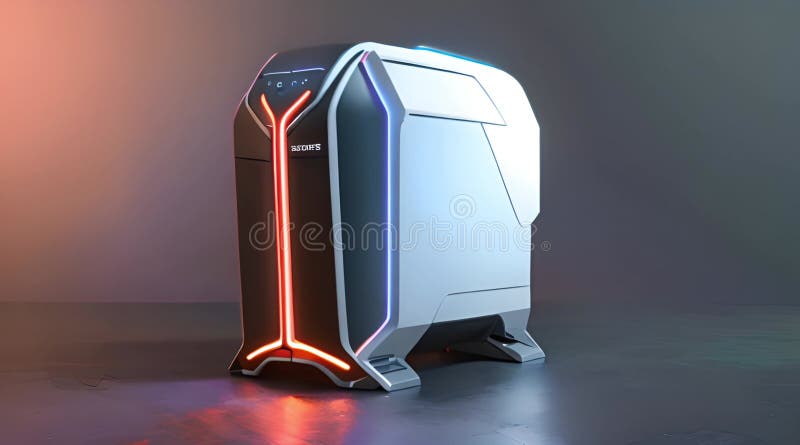 Modern Gaming Computer in Room with Orange Led Lighting Stock Footage ...