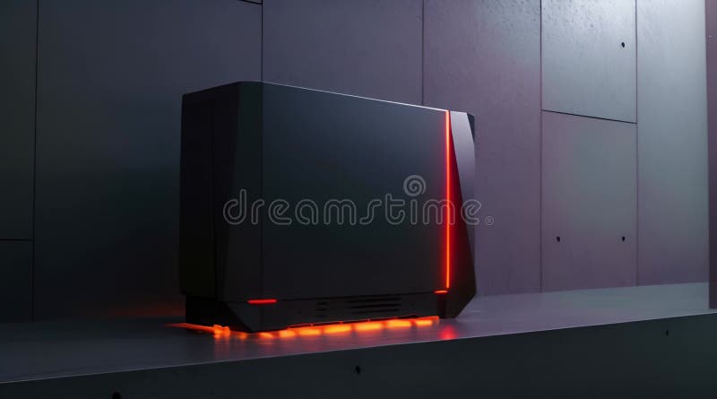 Modern Gaming Computer in Room with Orange Led Lighting Stock Footage ...