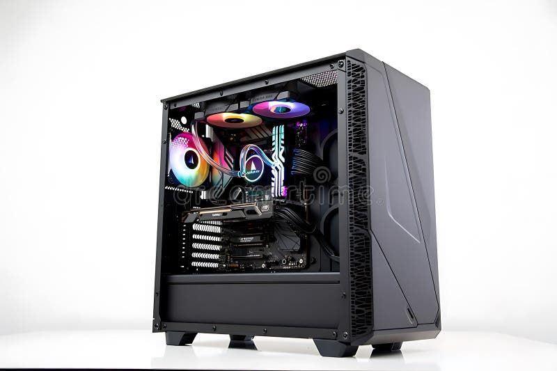 Modern Gaming Pc with Rgb Lighting and Clear Side Panel Stock ...