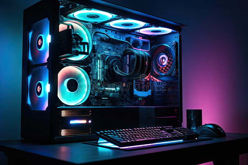 Modern gaming PC rig stock image. Image of threedimensional - 302282429
