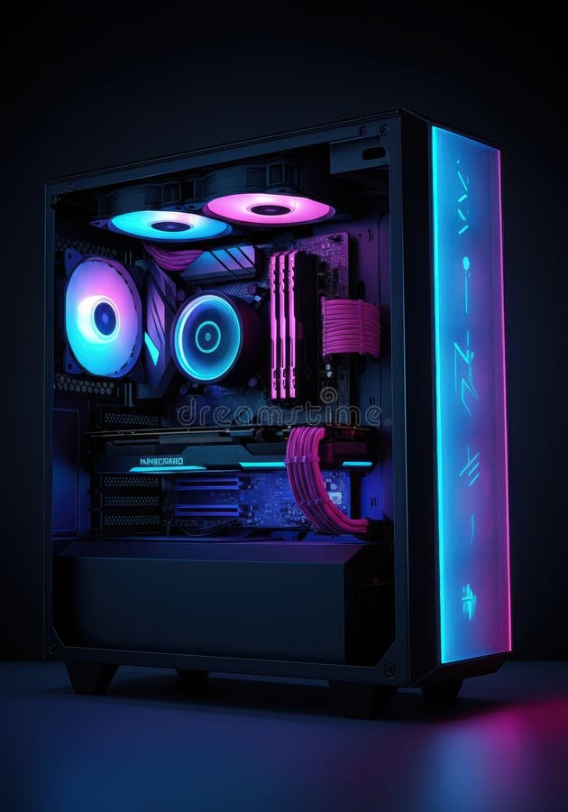 Modern Gaming PC with Vibrant RGB Lighting and Sleek Design Stock Photo ...