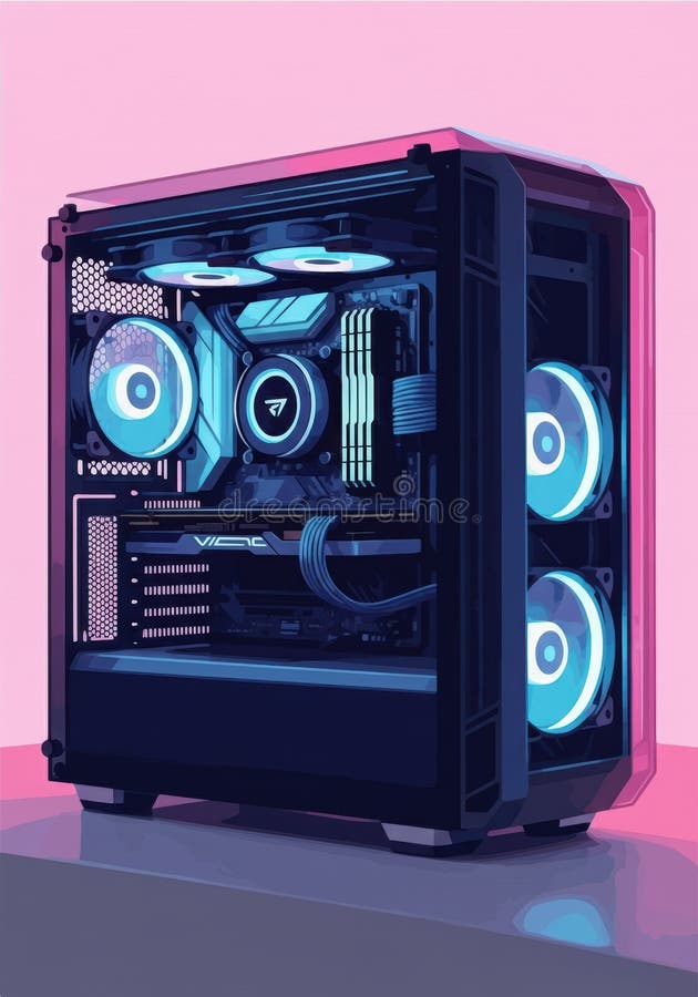 Modern Gaming PC with Vibrant RGB Lighting and Sleek Design Stock Photo ...