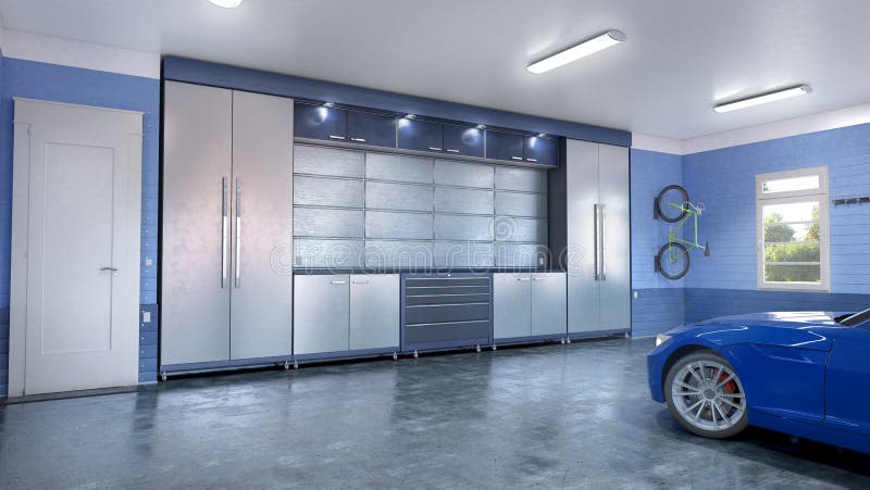 Modern garage interior. stock image. Image of instruments - 148819901