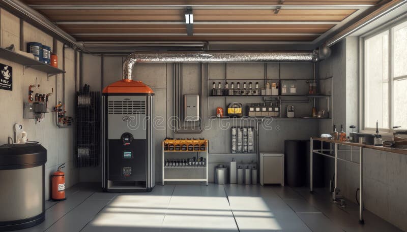 Modern Garage Interior with Heating System and Organized Storage ...