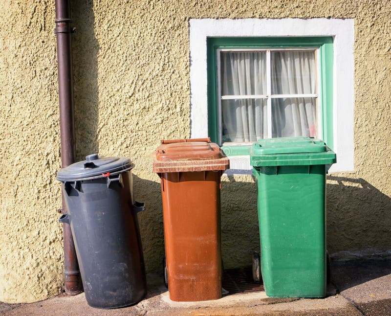 Modern garbage bins stock image. Image of four, plastic - 37007013