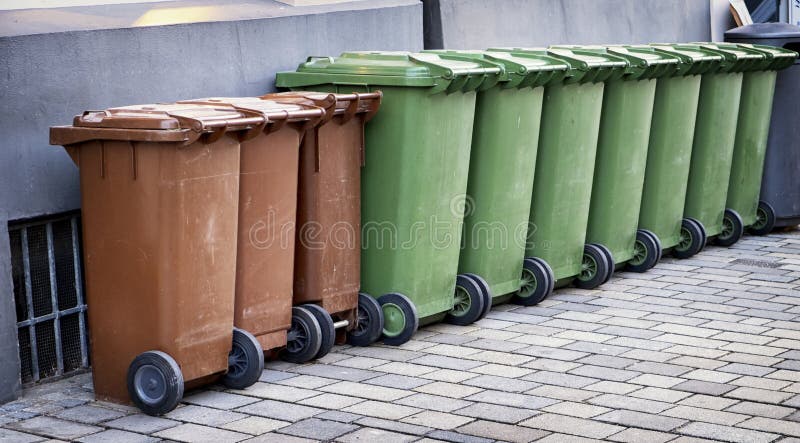 Modern garbage bins stock image. Image of four, plastic - 37007013