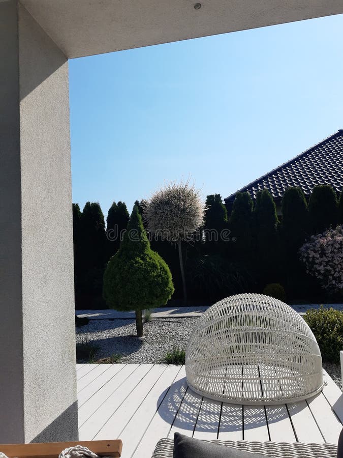 Modern Garden in Tuchom Poland Stock Photo - Image of arch, home: 281122892