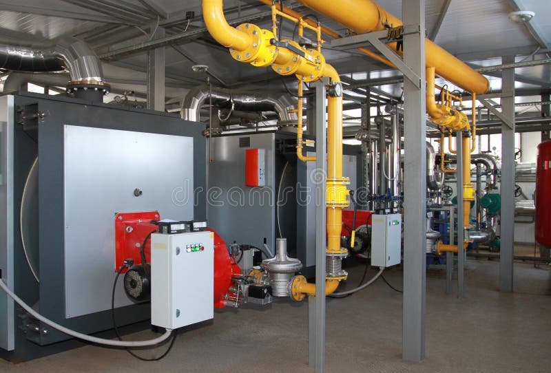 Modern gas boiler-house stock image. Image of burner - 52231109