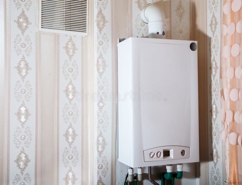 Modern Gas Boiler in the Kitchen Stock Image - Image of detail ...