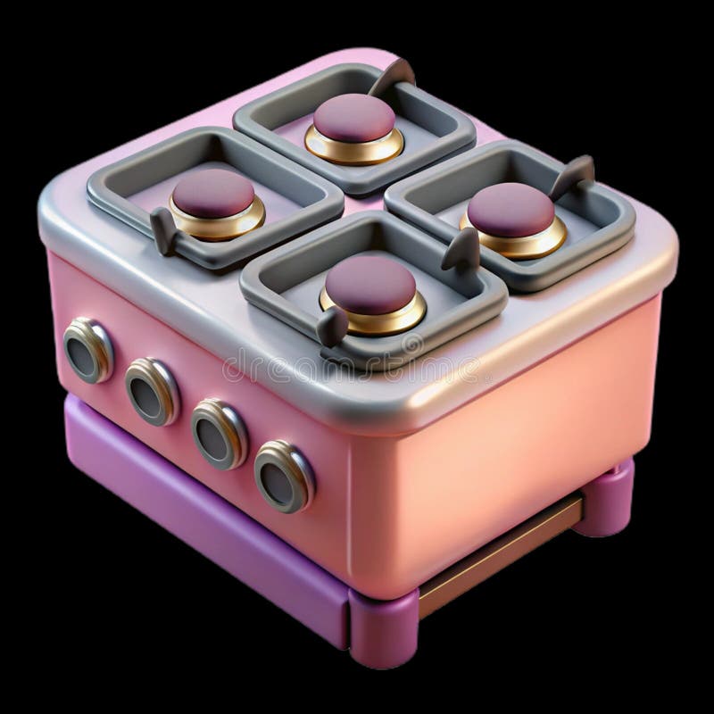 Modern Gas Cooker Levitation on Pink Studio Background. 3d Rendering ...