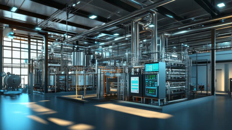 Modern Gas Processing Facility with Digital Monitoring Stock ...