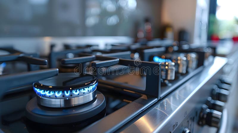 Modern Gas Stove Knobs in Minimalist Kitchen. Concept Gas Stove Knobs ...