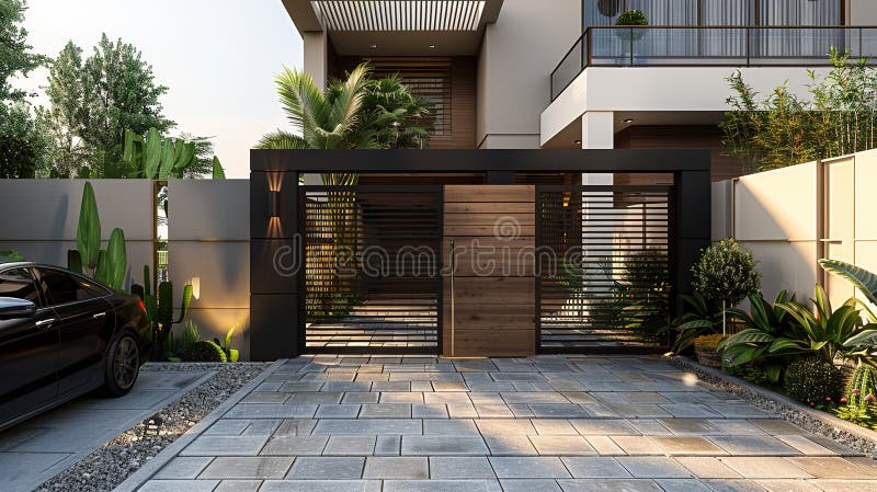 Modern Gate Design. Generative AI. Stock Illustration - Illustration of ...