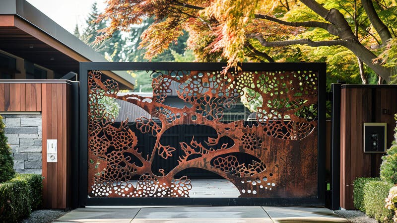 Modern Gate Design. Generative AI. Stock Illustration - Illustration of ...