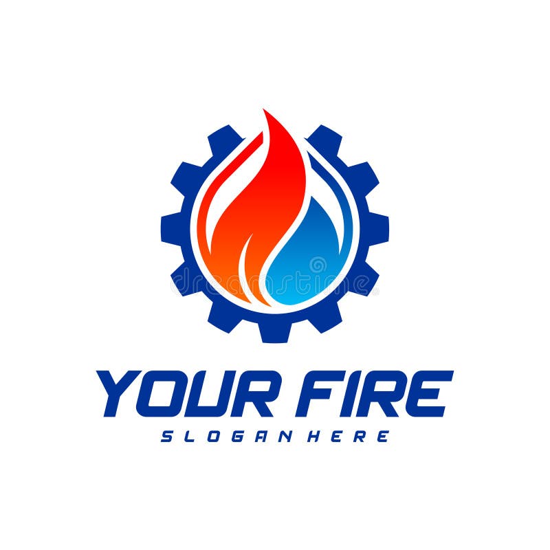 Modern Gear Fire Logo Concept or Icon Design. Vector Illustration Stock ...