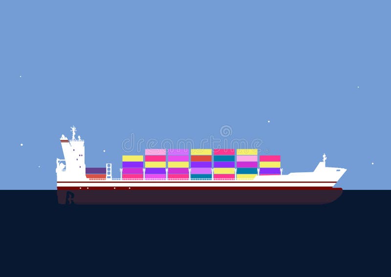 Bovenaanzicht Van Het Containerschip. Vector Illustratie - Illustration ...