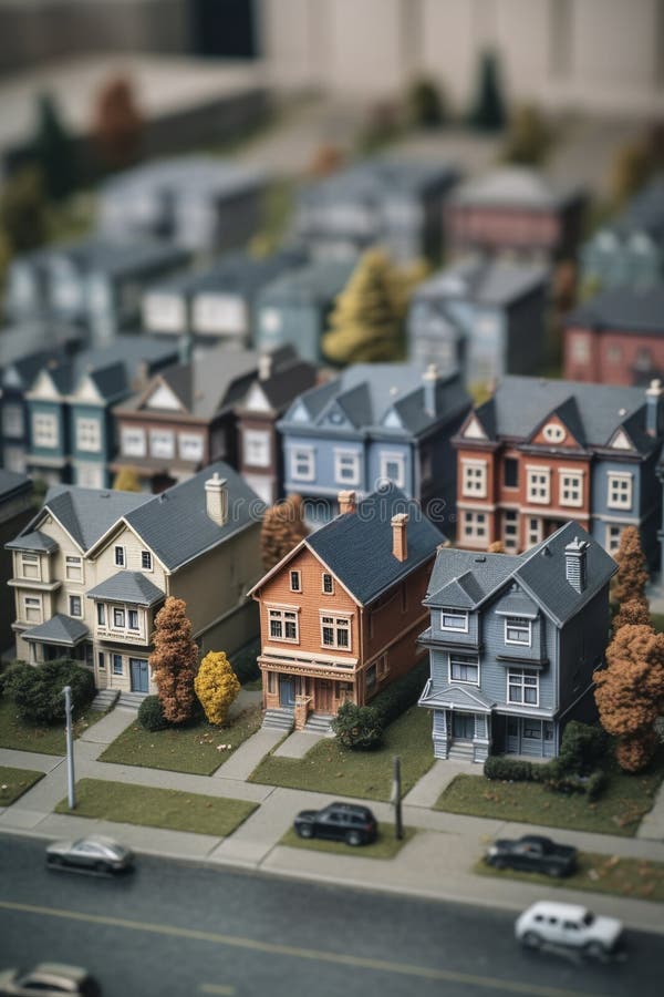 Modern Generic Suburb Style Model Buildings with Tilt Shift Effect ...