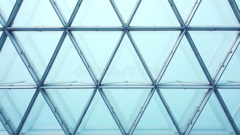 Modern Geometric Architectural Design Triangular Glass Panels Metallic ...