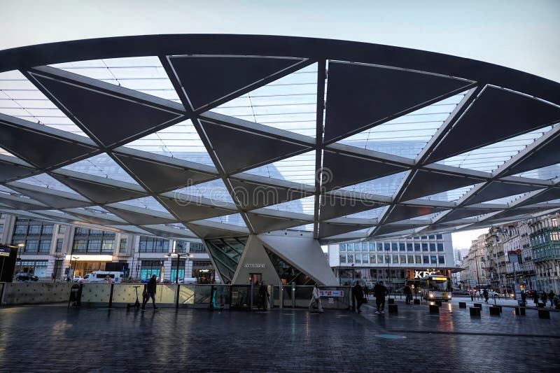 Brussels Brabant Belgium 11 06 2023 Modern Geometric Architectural Structure in Urban Setting ...