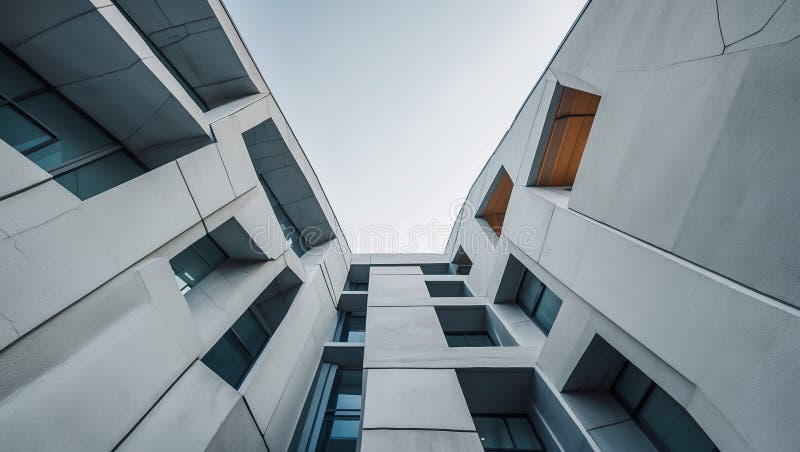 Modern Geometric Architecture with Angular Facad Stock Illustration ...