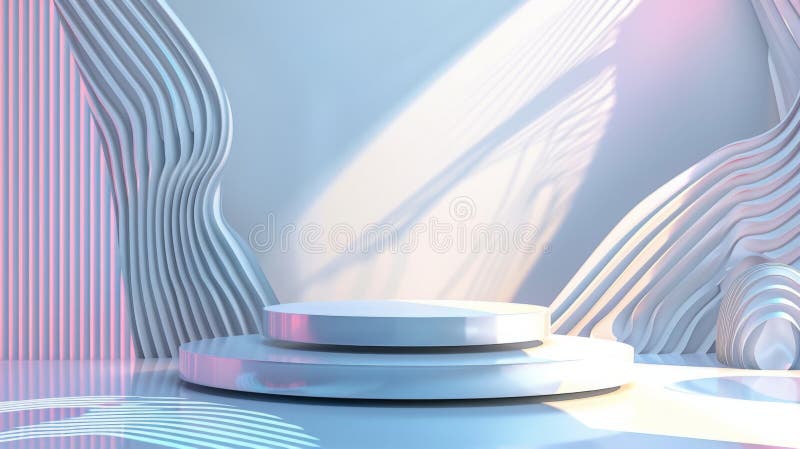 Geometric Art Installation with Circular Platform and Patterned Walls ...