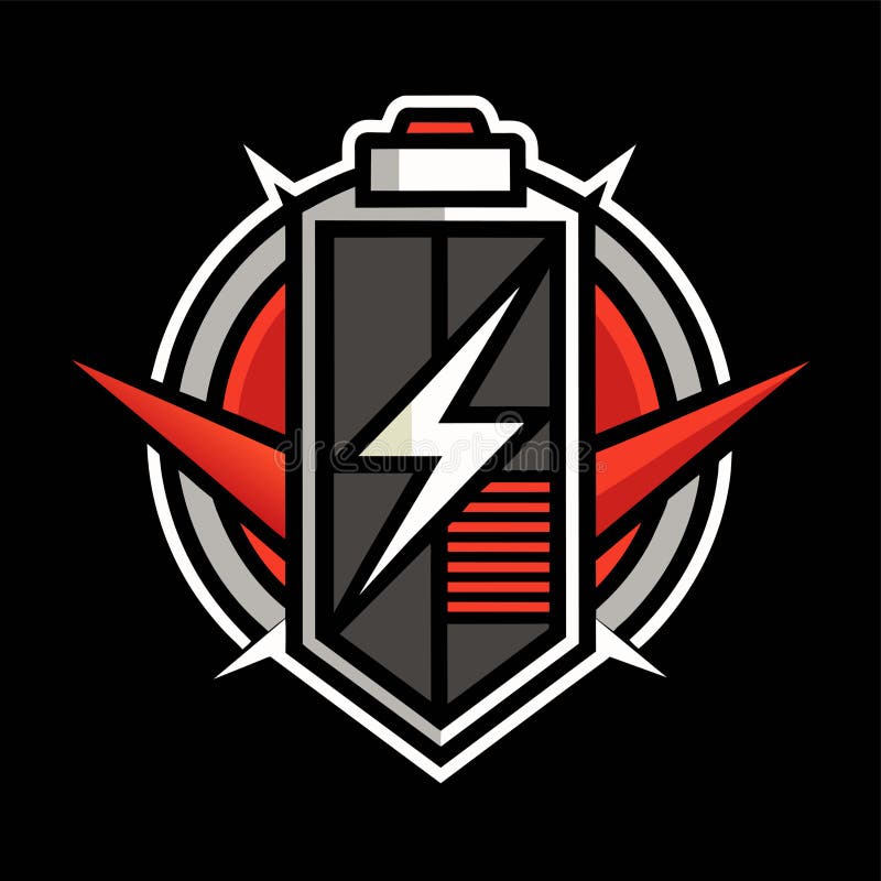 Modern Geometric Battery Logo Design with Red Lightning Bolts, Design a ...