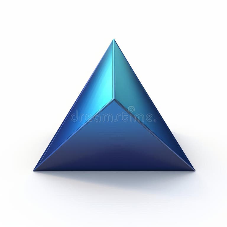 Modern Geometric Blue Pyramid on White Background Composition Stock ...