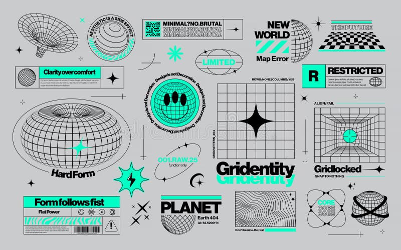 Modern Geometric Brutalist Elements 3 Stock Illustration - Illustration ...