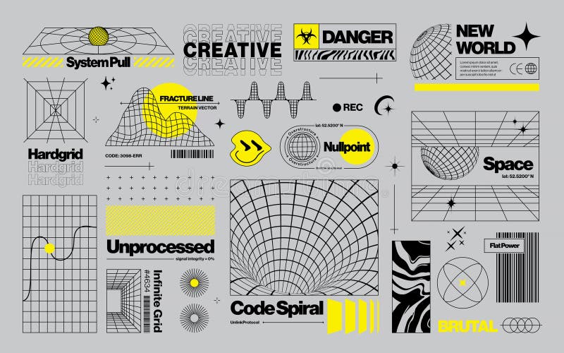 Modern Geometric Brutalist Elements 4 Stock Illustration - Illustration ...