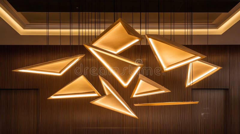 A Modern Geometric Ceiling Design is Complemented by Soft Lighting and ...