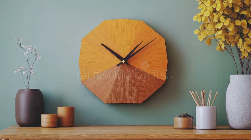 Modern Geometric Circular Wall Clock Stock Image - Image of artistic ...