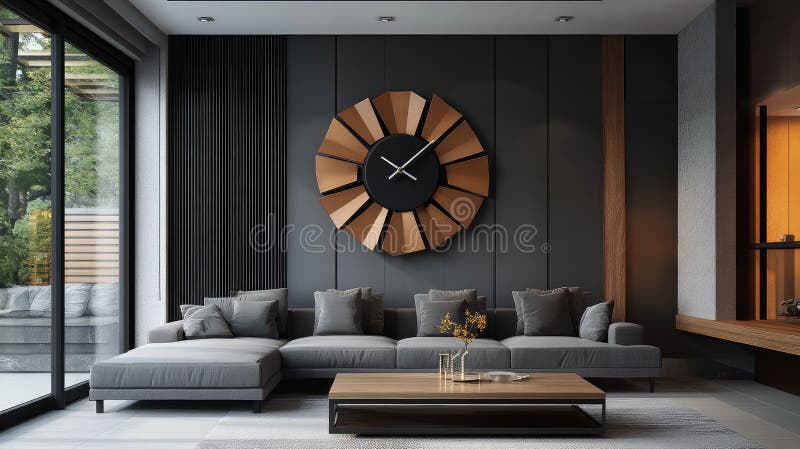 Modern Geometric Circular Wall Clock Stock Photo - Image of appeal ...