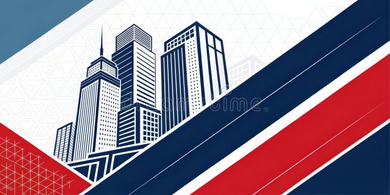 Modern Geometric Cityscape with Abstract Skyline and Bold Colors Stock ...