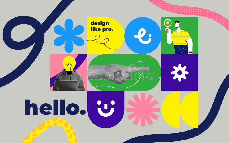 Modern Geometric Collage Illustration of Design Stock Illustration ...