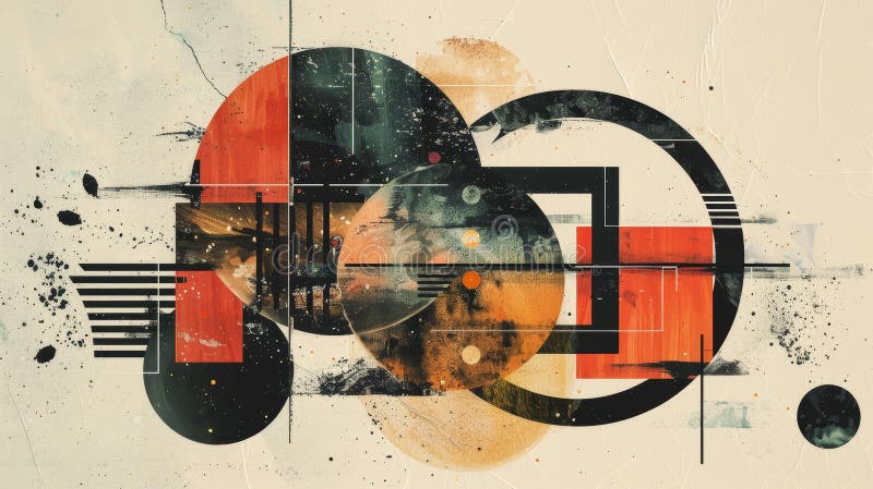 Modern Geometric Collage Template Overlapping Circles, Squares for a ...