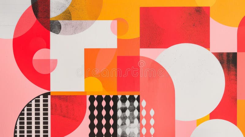 Modern Geometric Collage Template Overlapping Circles, Squares for a ...