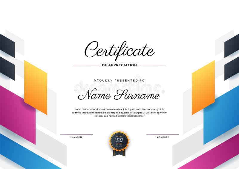 Modern Geometric Colorful Abstract Certificate Design Template Stock ...
