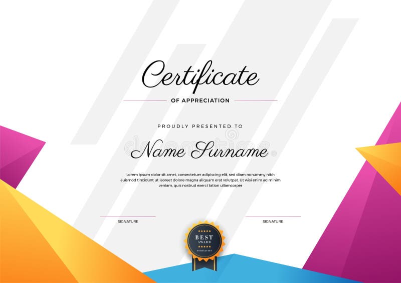 Modern Geometric Colorful Abstract Certificate Design Template Stock ... Modern Geometric Colorful Abstract Certificate Design Template Stock ...