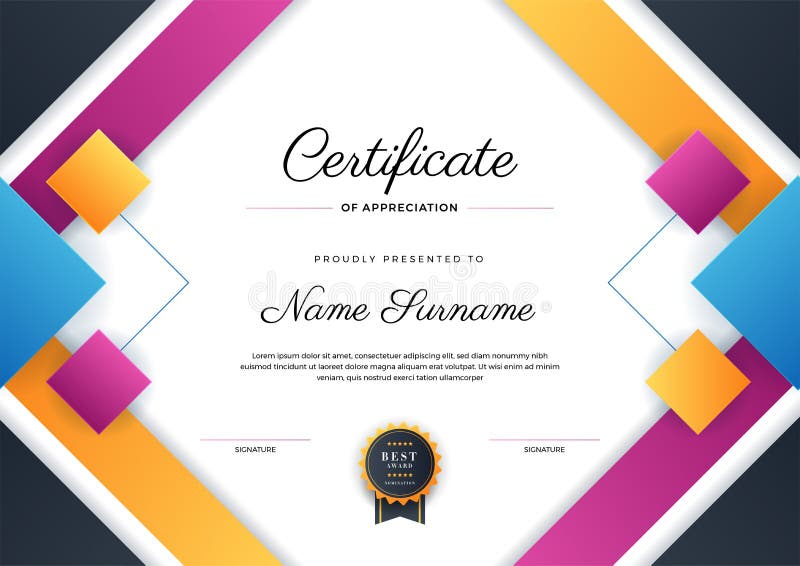 Modern Geometric Colorful Abstract Certificate Design Template Stock ... Modern Geometric Colorful Abstract Certificate Design Template Stock ...