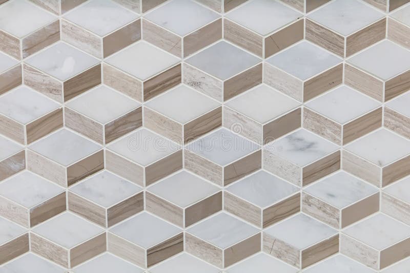 Modern Geometric Cube Tile in White, Beige and Brown for a Backsplash ...