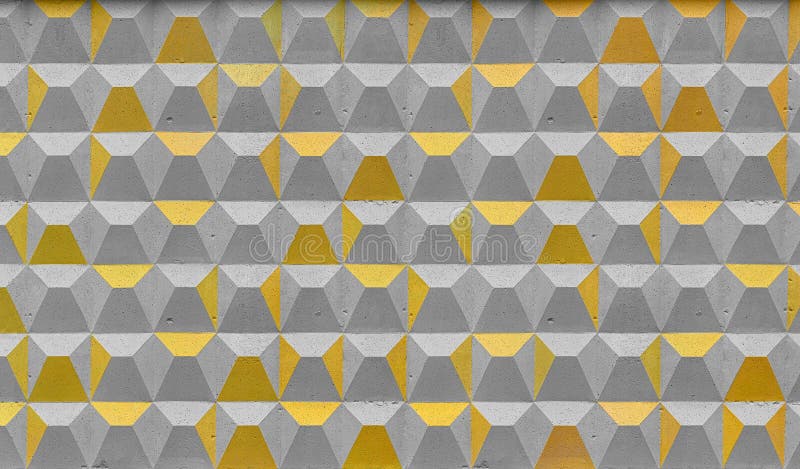 Modern Geometric 3D Concrete Wall with Gold Accents Stock Illustration ...