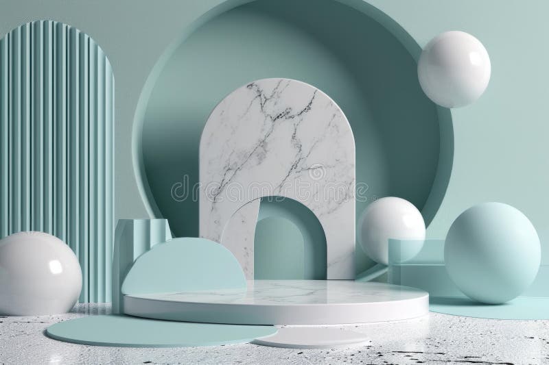 Modern Geometric Display Platform with Abstract Shapes Stock ...