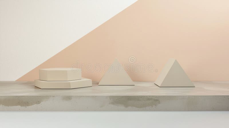Modern Geometric Display with Triangular Podiums Stock Illustration ...