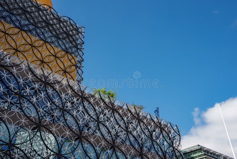 Modern Geometric Facade of Birmingham Landmark with Rooftop Greenery ...