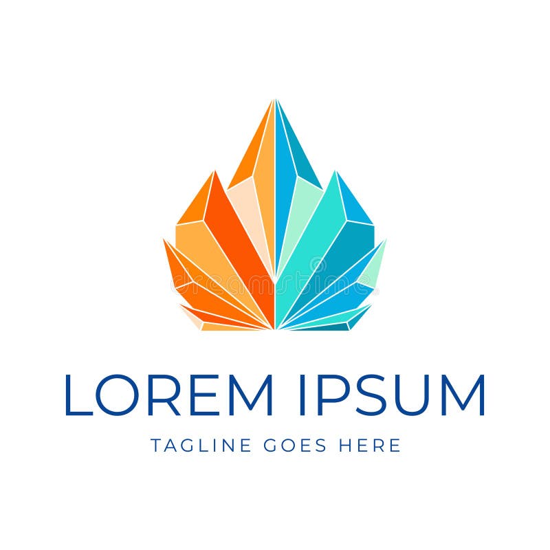 Modern Geometric Fire Ice Crystal Emerald Gem Stone Icon Illustration ...