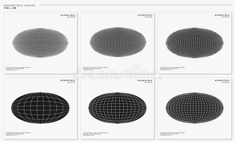 Modern Geometric Flat Oval Abstract Globe Earth Design Set Stock Vector - Illustration of round ...