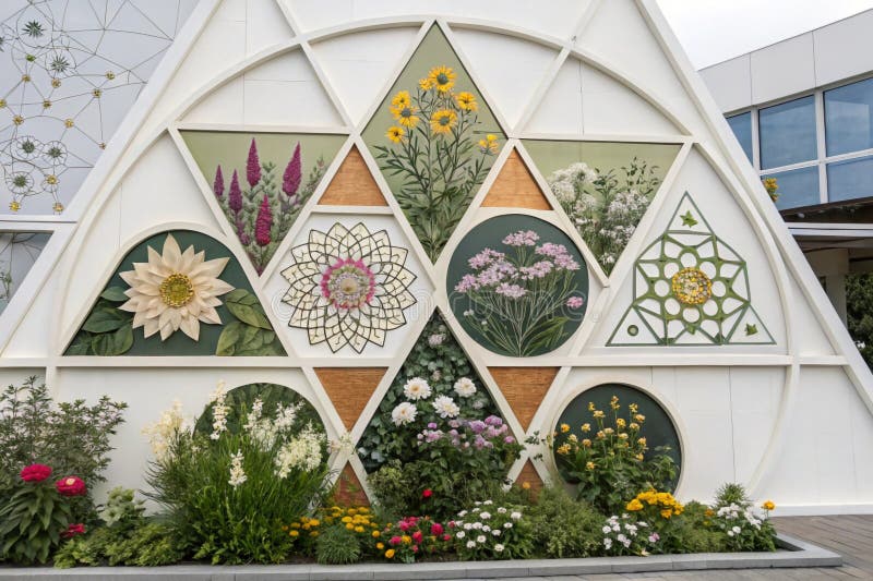 Modern Geometric Floral Design Stock Illustration - Illustration of ...