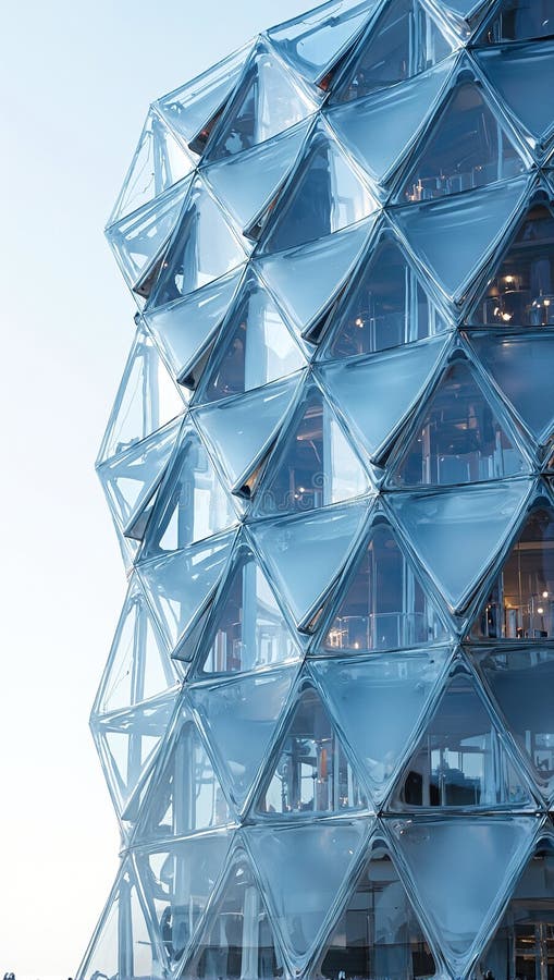 Modern Geometric Glass Facade on High Rise Building Stock Illustration ...