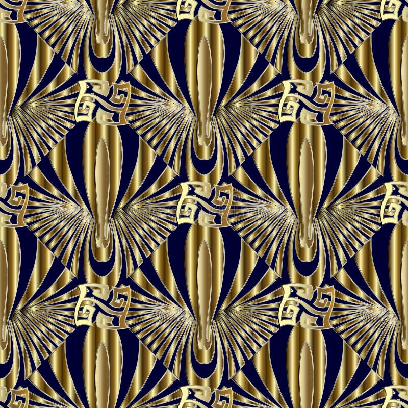 Modern Geometric Greek Seamless Pattern. Vector Gold Meander Background ...